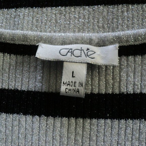 Cache | Sweaters | Cache Knit Top L Runs Smaller Metallic Stripes ...